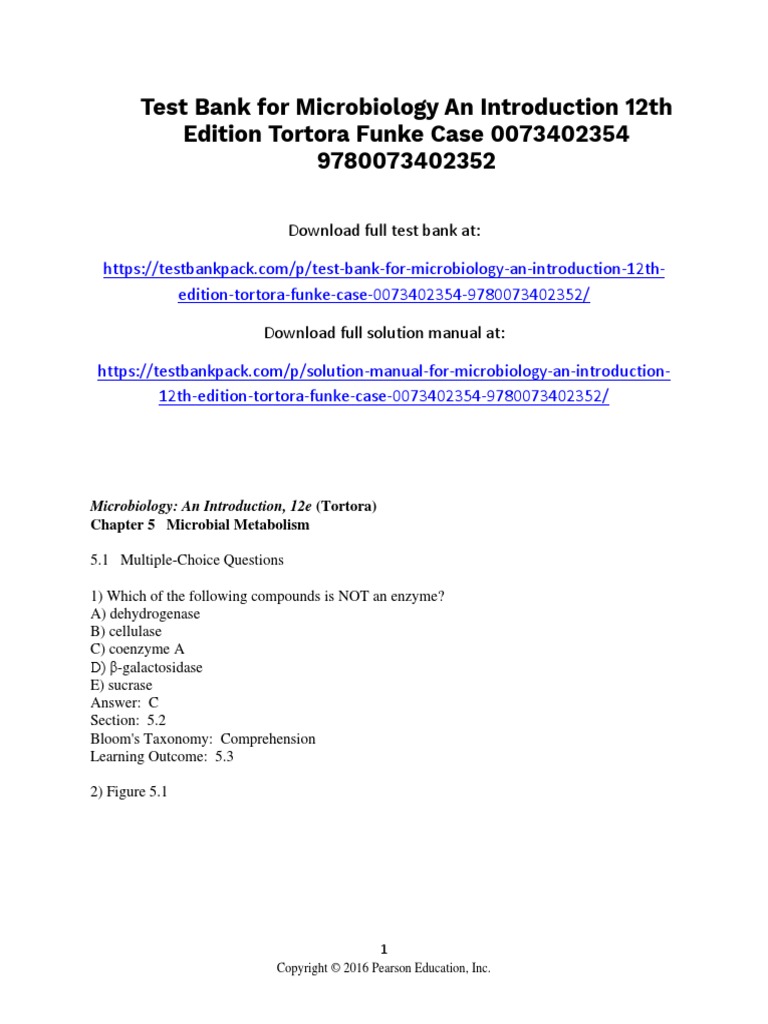 Microbiology An Introduction 12th Edition Tortora Test Bank 1 | PDF
