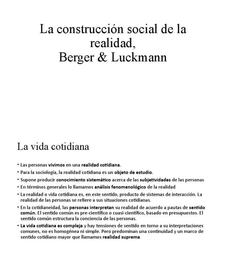 Berger y Luckmann - Construcción Social de La Realidad | PDF