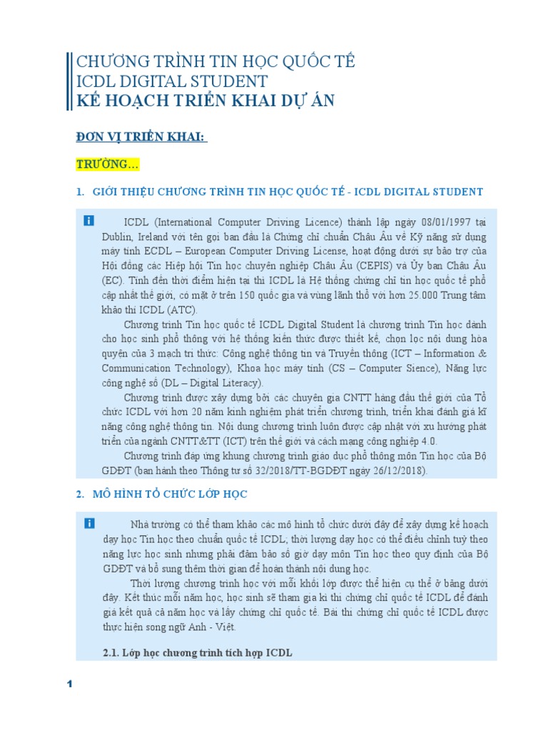 HP School. ICDL Digital Student - Chương Trình Triển Khai | PDF
