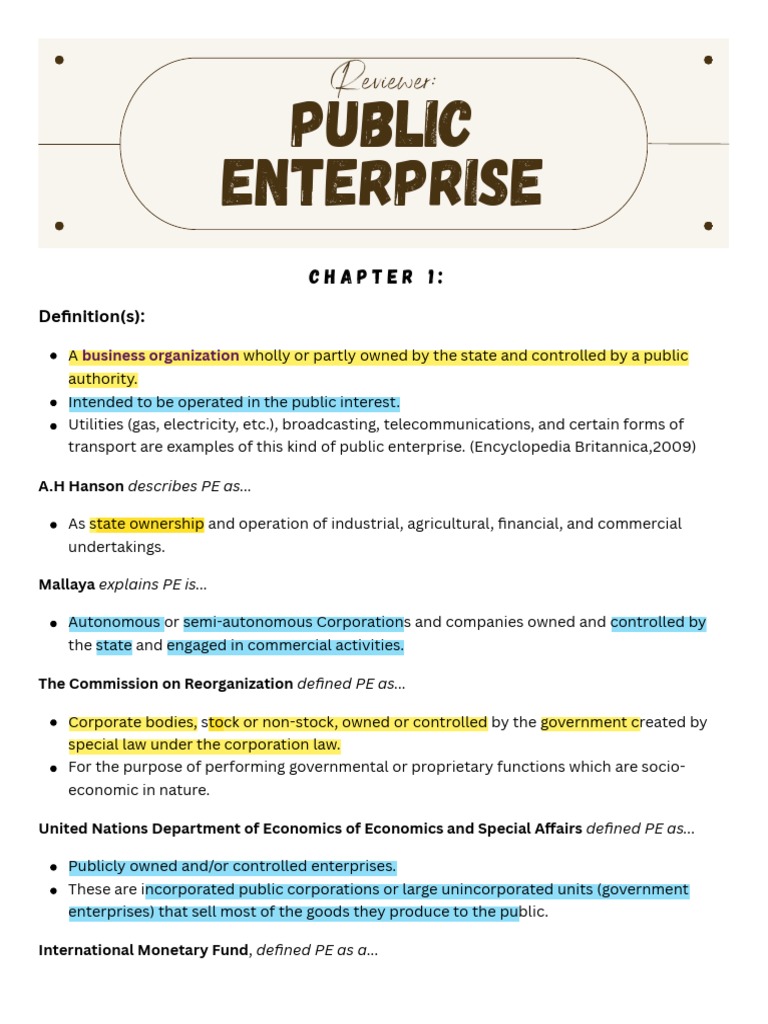 Public Enterprise Reviewer Ill | PDF | State Owned Enterprise | Public ...