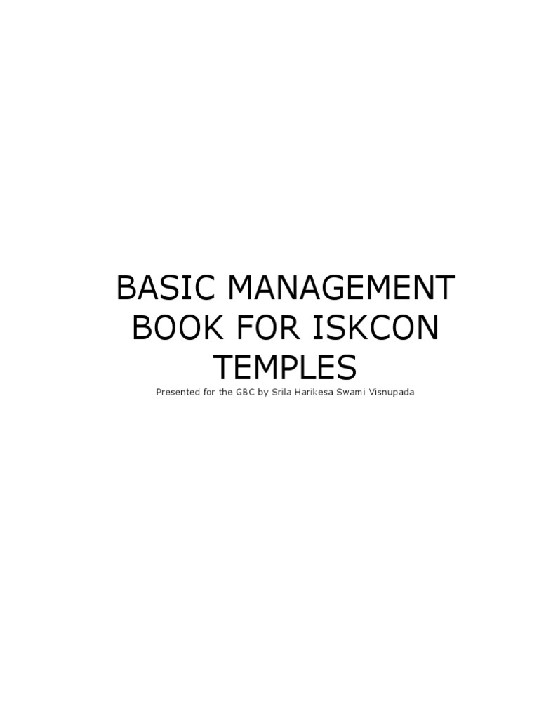 Basic Management Book For Iskcon Temples | PDF