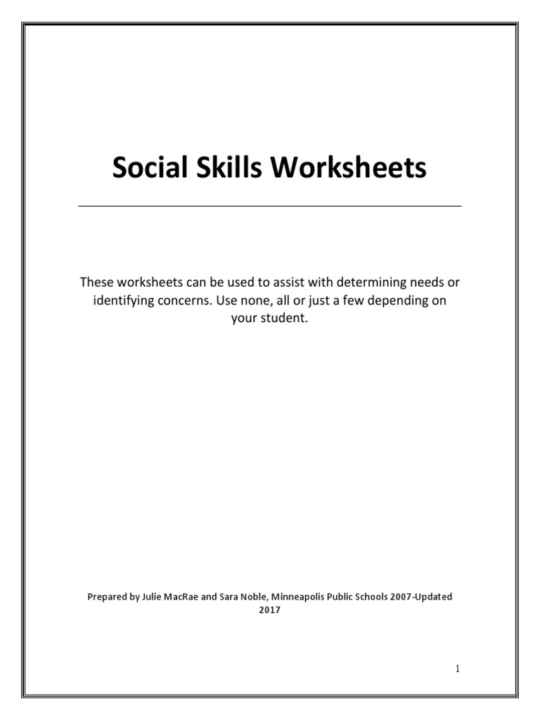 FINAL Social Skills Worksheets | PDF