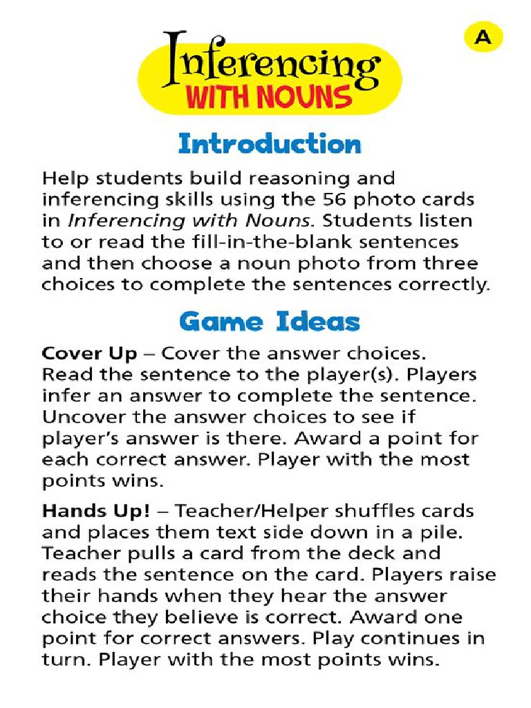 Inferencing With Nouns by Super Duper | PDF