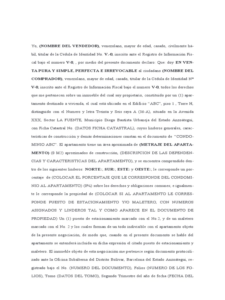 Modelo de Compraventa de Apartamento | PDF