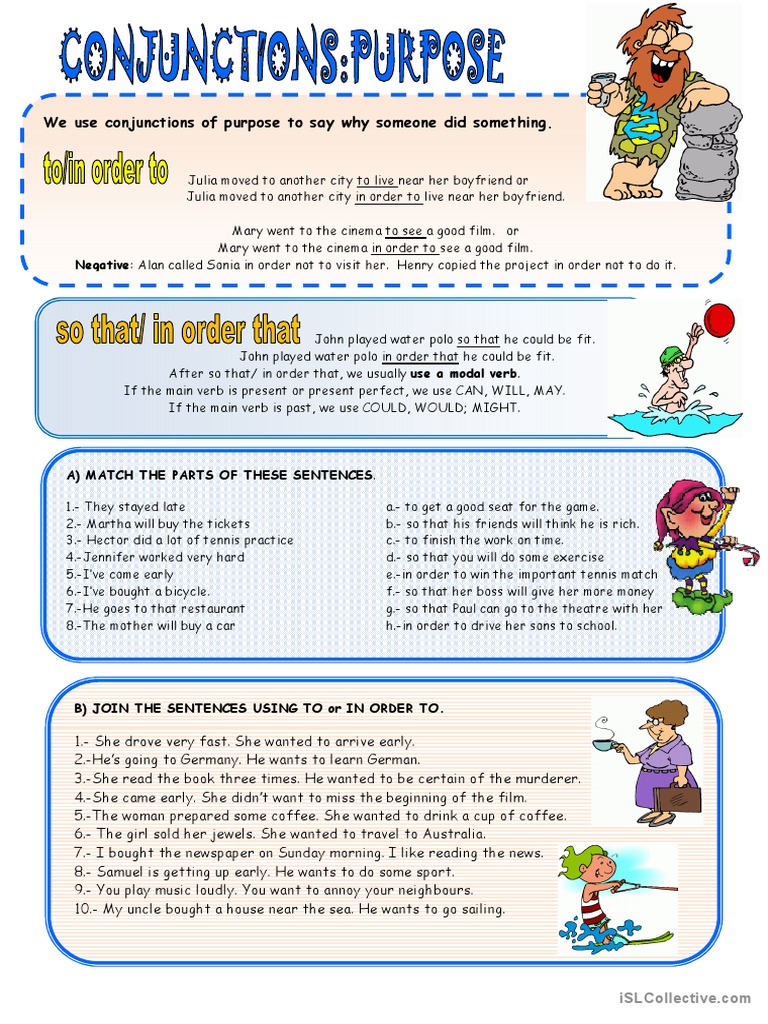 Conjunctions of Purpose | PDF