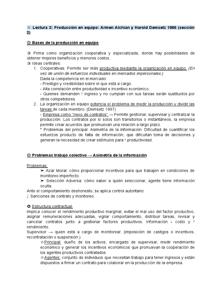 Apuntes Paper EO Producción en Equipo - Armen Alchian y Harold Demsetz ...