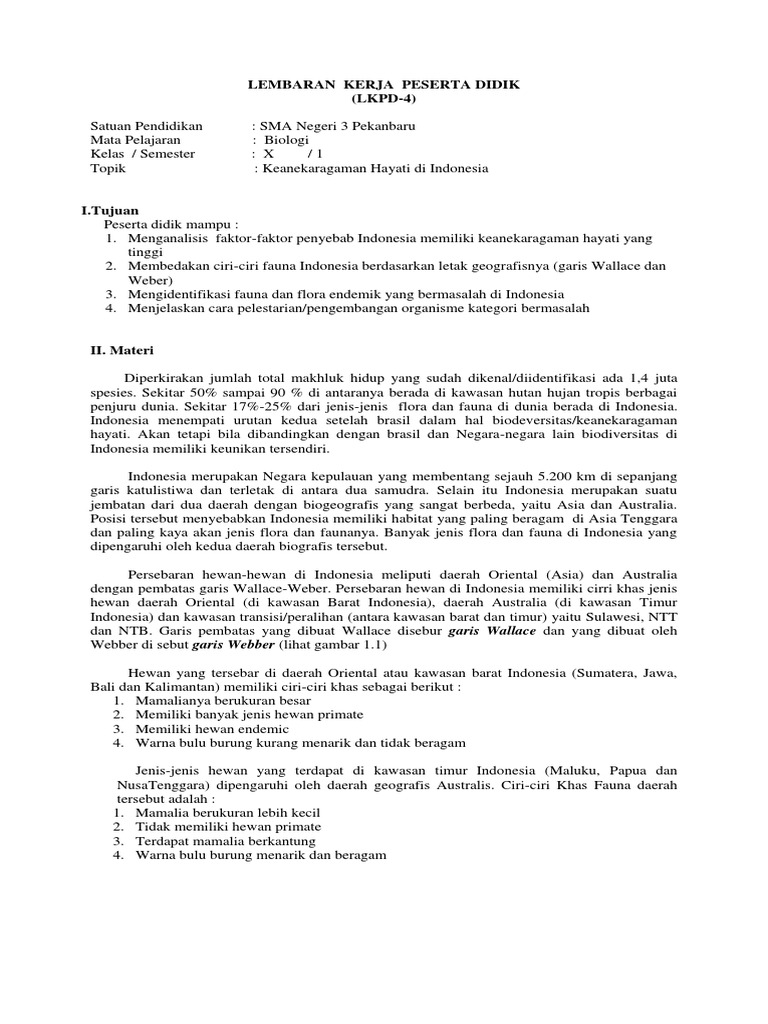 Lk-4 Keanekaragaman Hayati Di Indonesia ... | PDF