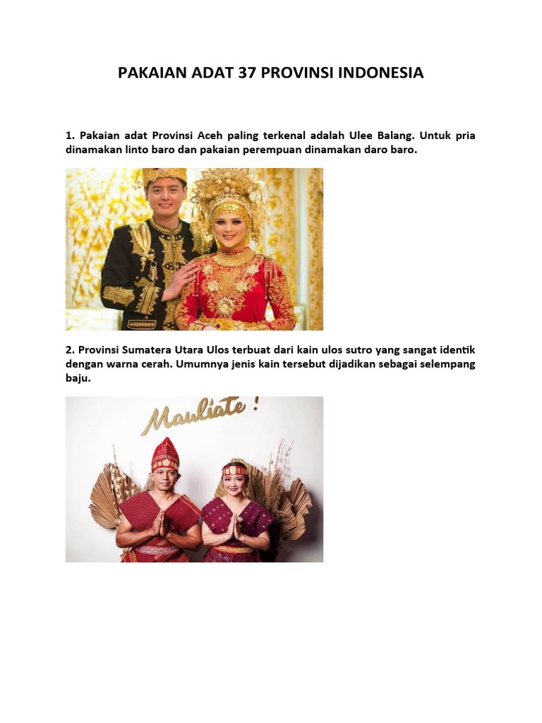 Pakaian Adat 37 Provinsi Indonesia | PDF