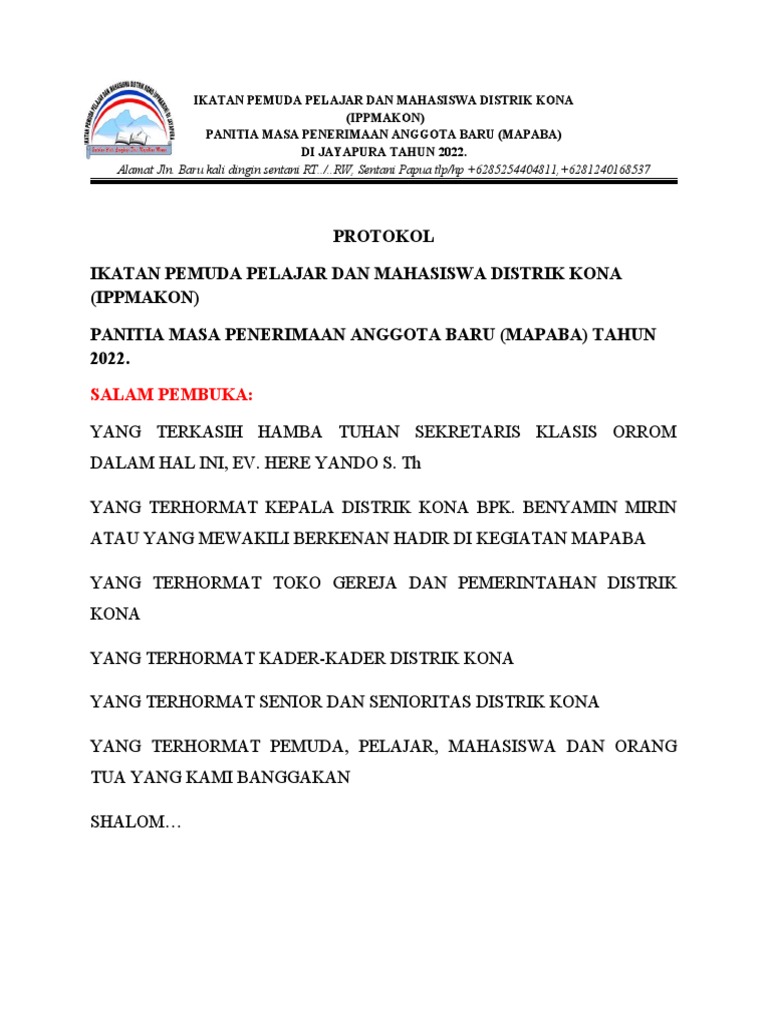 Protokoler Mapaba 2022 | PDF