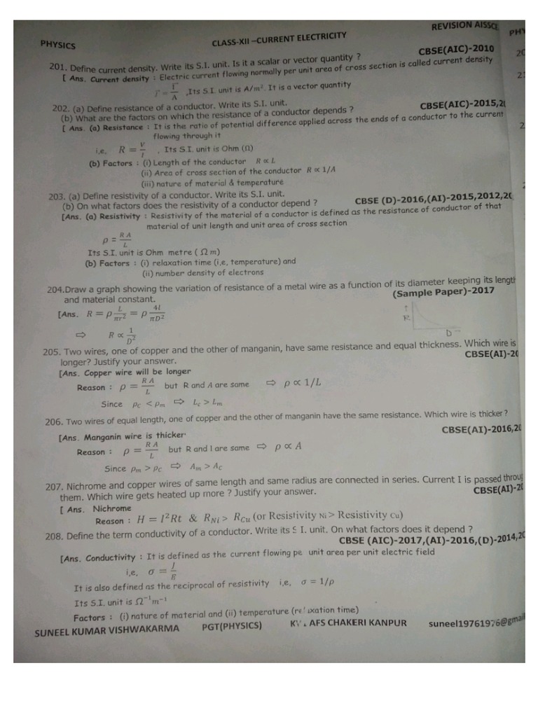 Current Electricity Pyqs | PDF