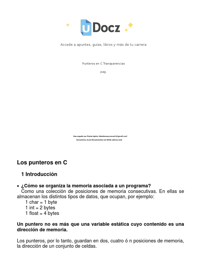 Punteros en C Transp 449519 Downloadable 3770617 | PDF | Puntero (Programación de computadora ...