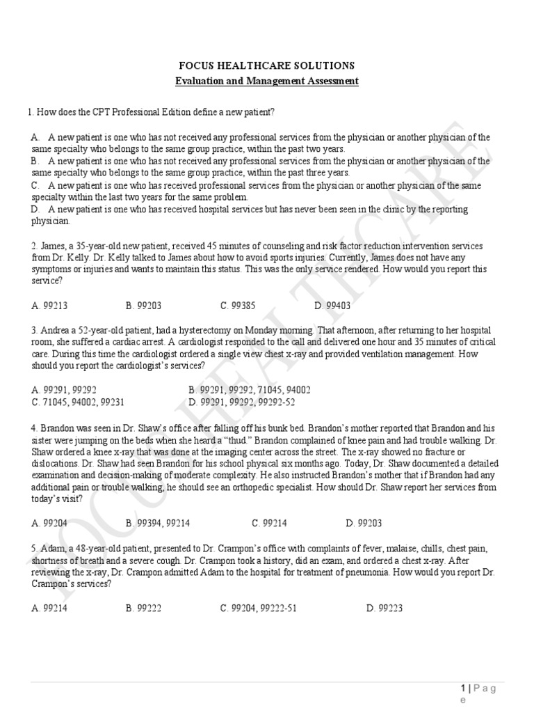 E and M Questions | PDF