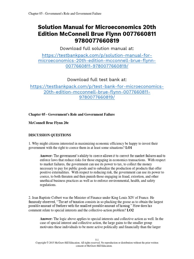 Microeconomics 20th Edition McConnell Solutions Manual 1 | PDF ...