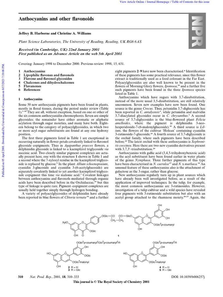 Anthocyanins and Other Flavonoids | PDF