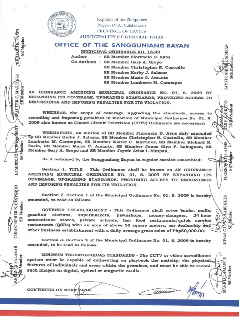 Municipal Ordinance No. 13 09 | PDF