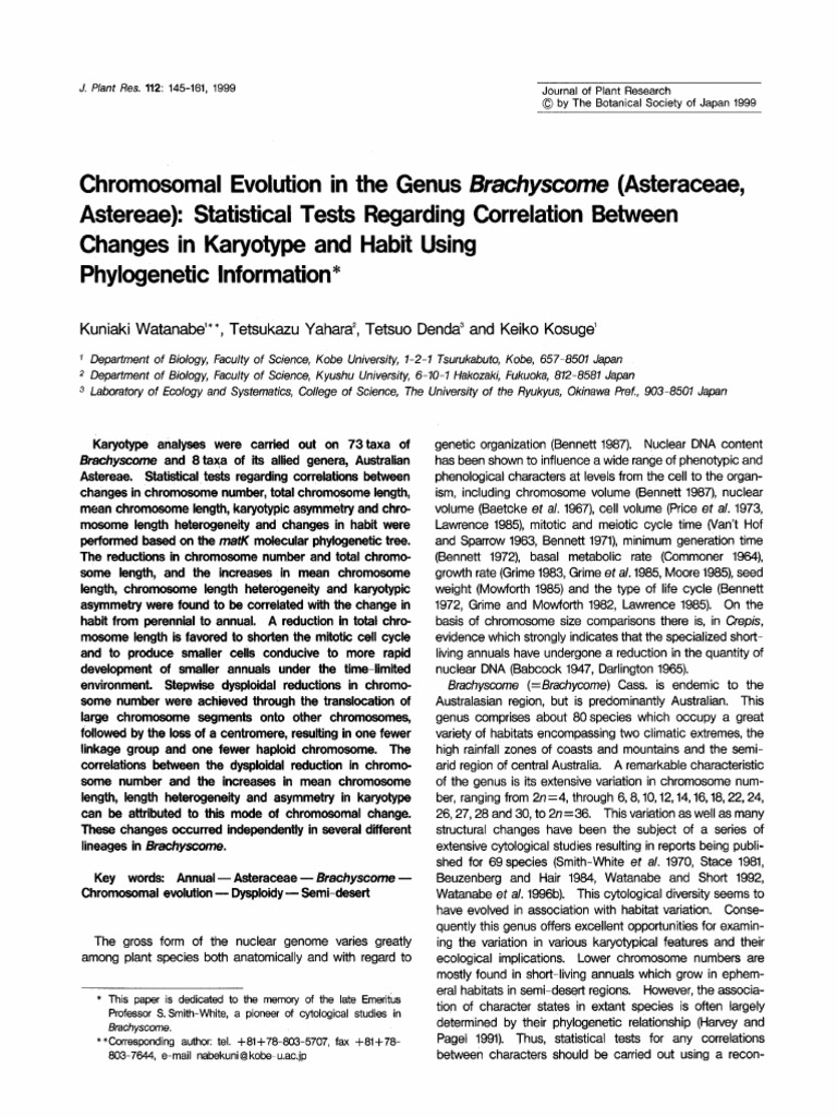 Chromosomal Evolution in The Genus Brachyscome | PDF