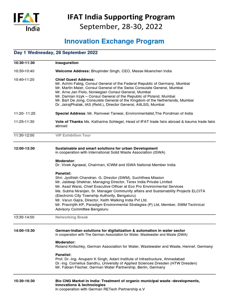IFAT India 2022 Supporting Program | PDF