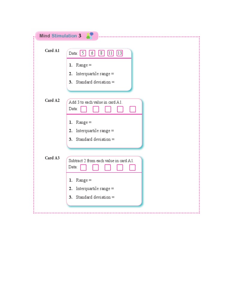 Stimulation: 1. Range 2. Interquartile Range 3. Standard Deviation | PDF