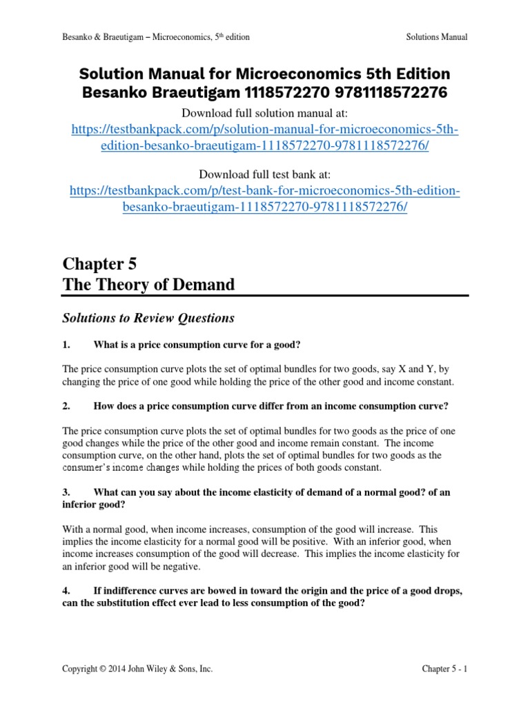 Microeconomics 5th Edition Besanko Solutions Manual 1 | PDF