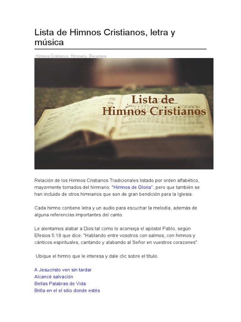 Lista de Himnos Cristianos | PDF