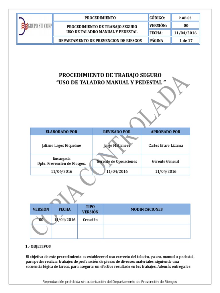 PTS Taladro Manual y Pedestal | PDF | Perforar | Tornillo