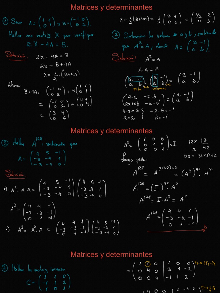 Matrices y Determinantes - Contabilidad Jueves | PDF
