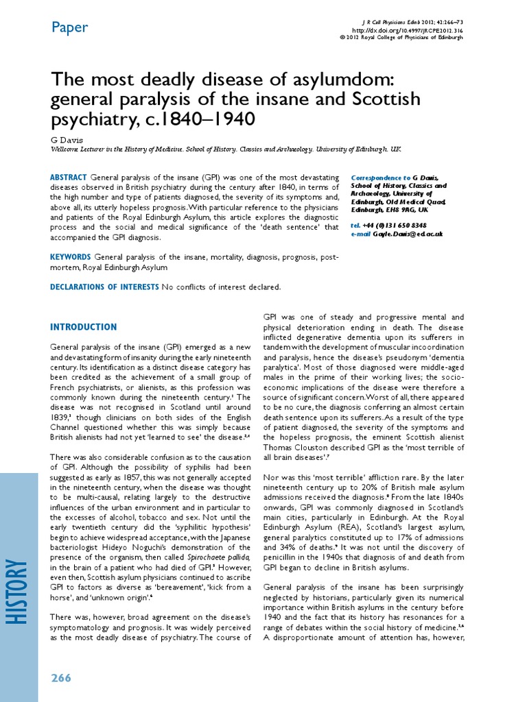 Davis General Paralysis of The Insane | PDF | Medical Diagnosis ...