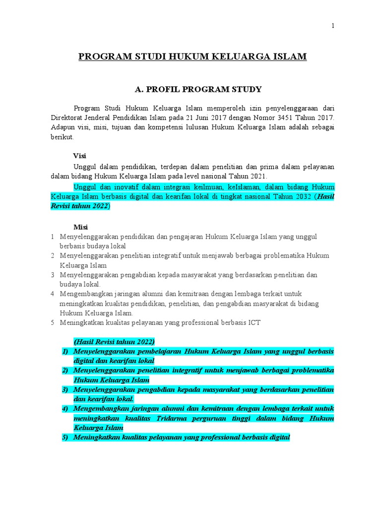 Profil Dan Ruang Lingkup Program Studi Hukum Keluarga Islam | PDF