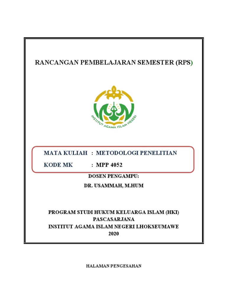 Rps-Metode Penelitian-Hki-Pascasarjana Iain Lhokseumawe | PDF