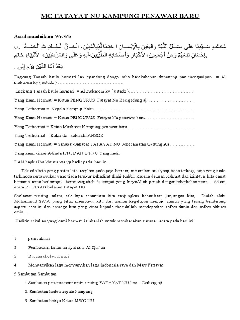MC Fatayat Nu Kampung Penawar Baru | PDF