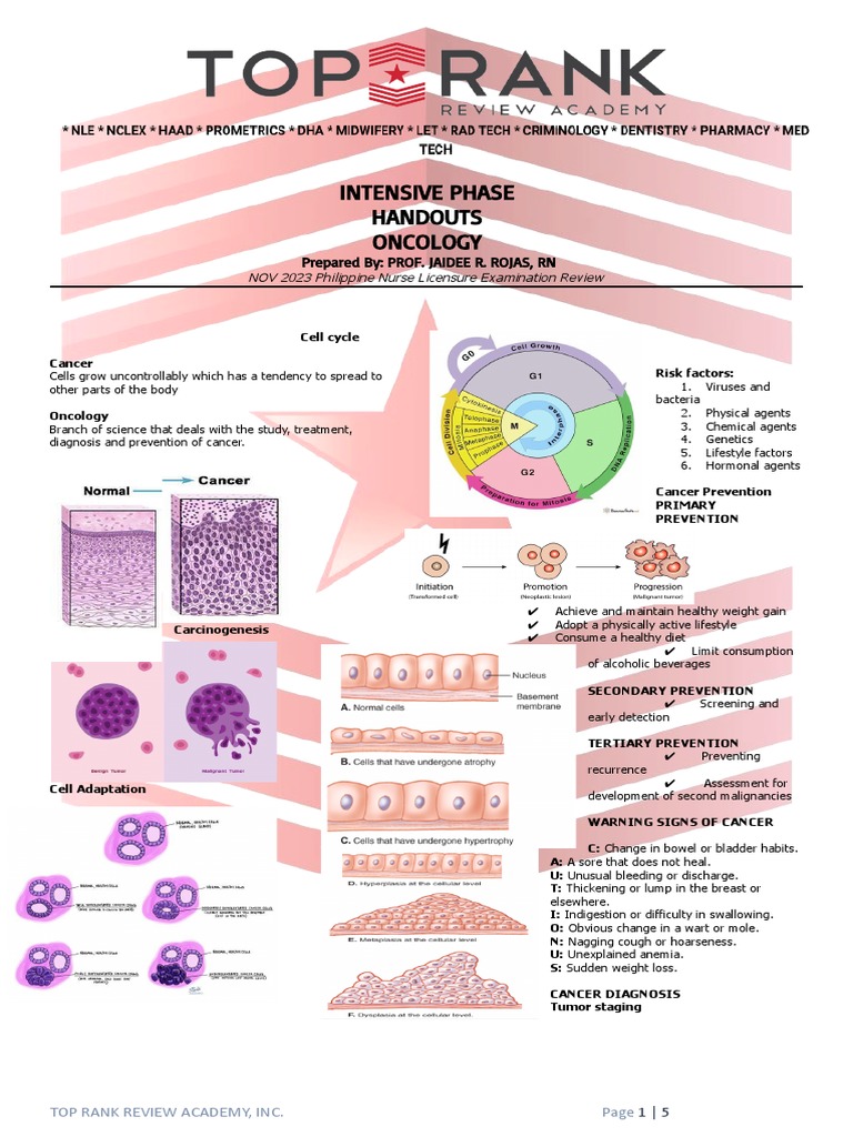 Handouts Onco Prof. Rojas | PDF | Cancer | Ovarian Cancer