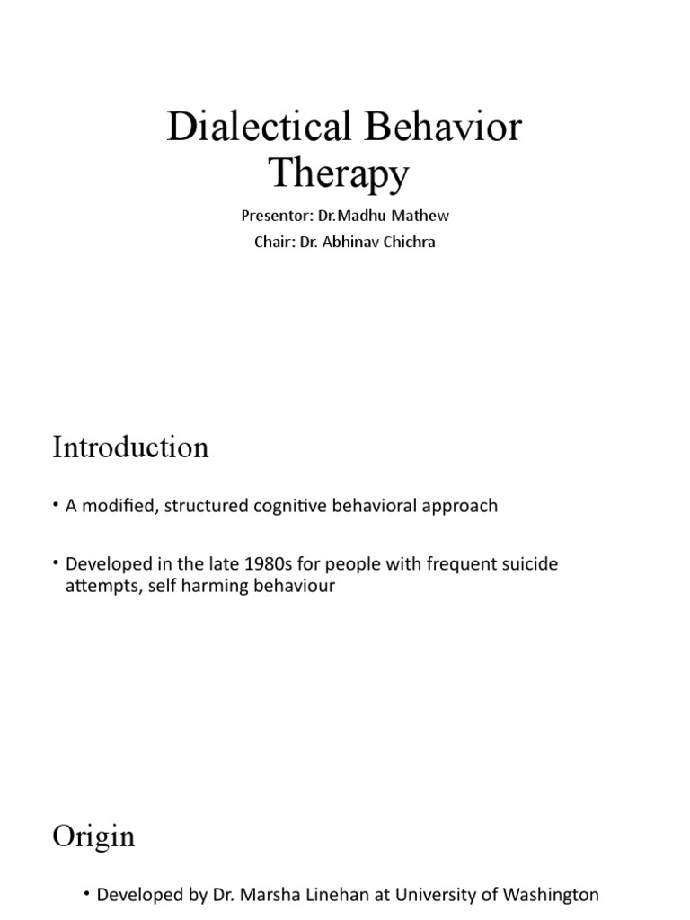 Dialectical Behavior Therapy | PDF | Dialectical Behavior Therapy ...