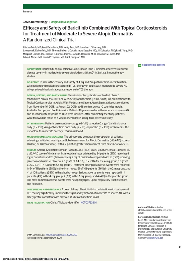 Efficacy and Safety of Baricitinib Combined With Topical ... Efficacy and Safety of Baricitinib Combined With Topical ...