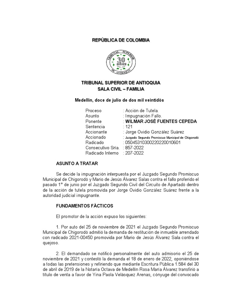 Sentencia Sala Civil - Familia 12 07-2022 | PDF Sentencia Sala Civil - Familia 12 07-2022 | PDF