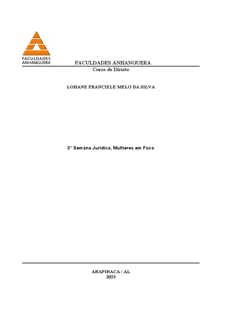 Modelo de Capa e Folha de Rosto Anhanguera 3 | PDF