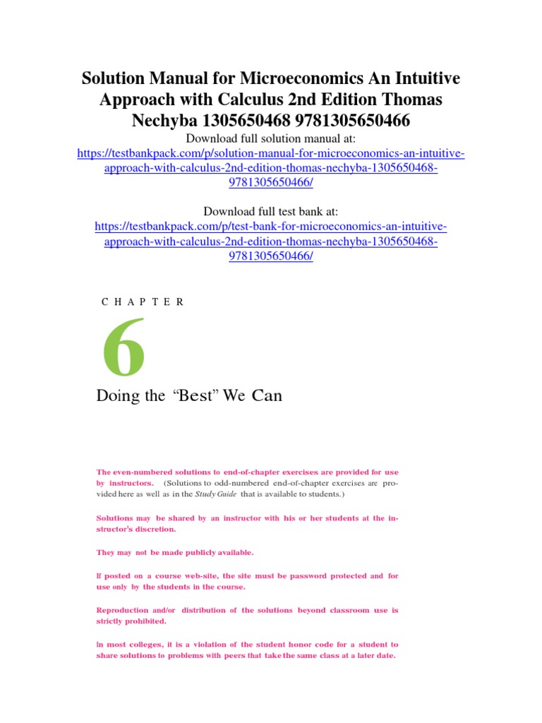 Microeconomics An Intuitive Approach With Calculus 2nd Edition Thomas ...