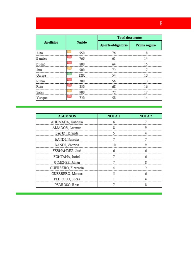 Ejercicios Excel 2 | PDF