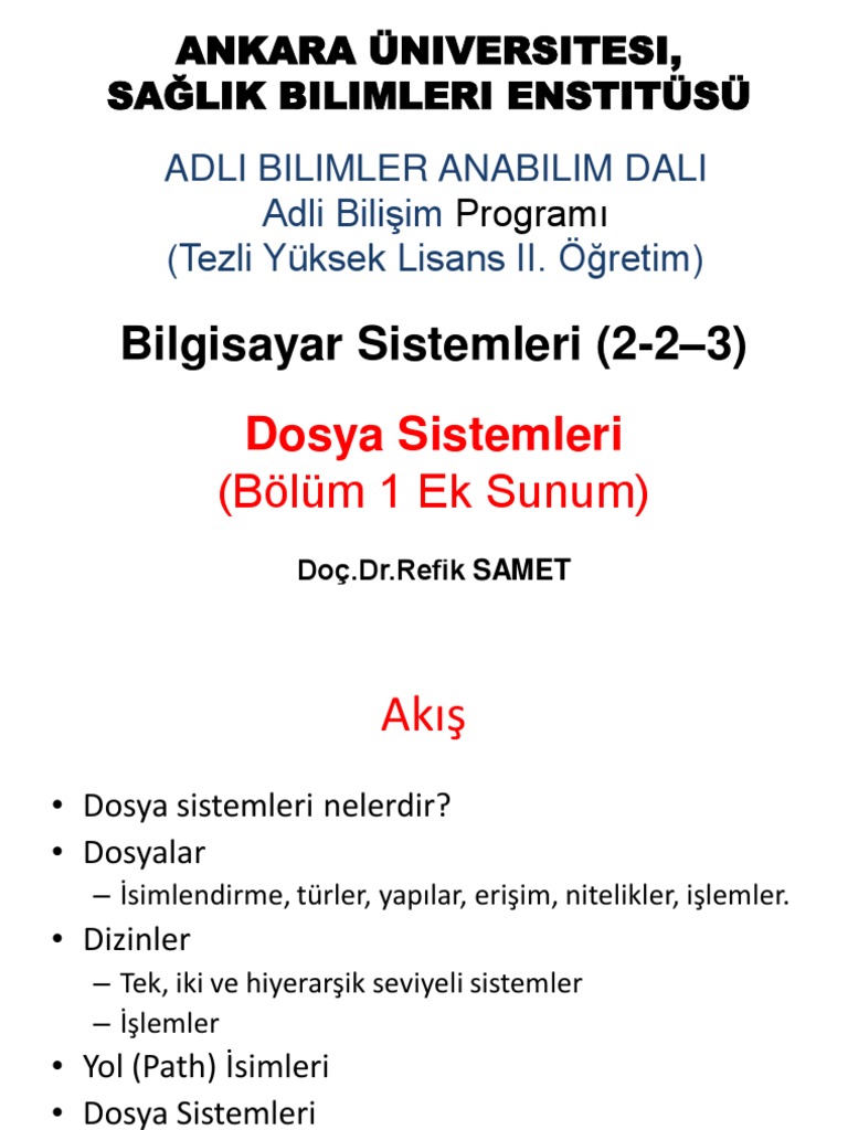 3-Bolum 1 Ek Sunum Dosya Sistemleri | PDF