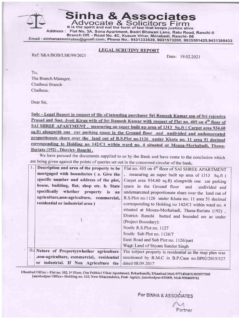 Legal Clearance Certificate (Legal Report) | PDF