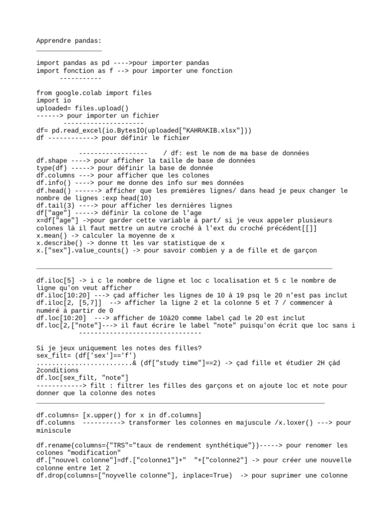 Apprendre Pandas (Python) | PDF