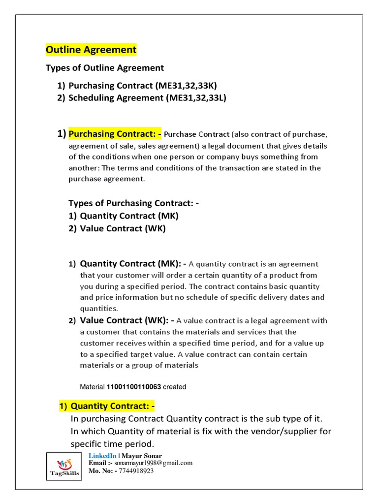Outline Agreement | PDF
