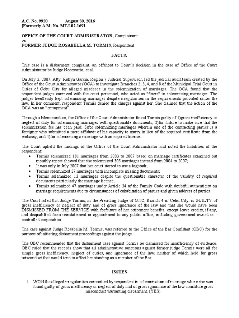 Office of The Court Administrator Vs Tormis | PDF | Politics | Law