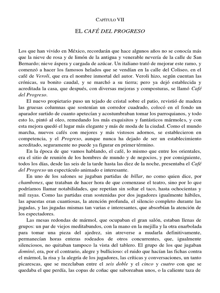 12a - Manuel Payno El Café Del Progreso en El Fistol Del Diablo | PDF