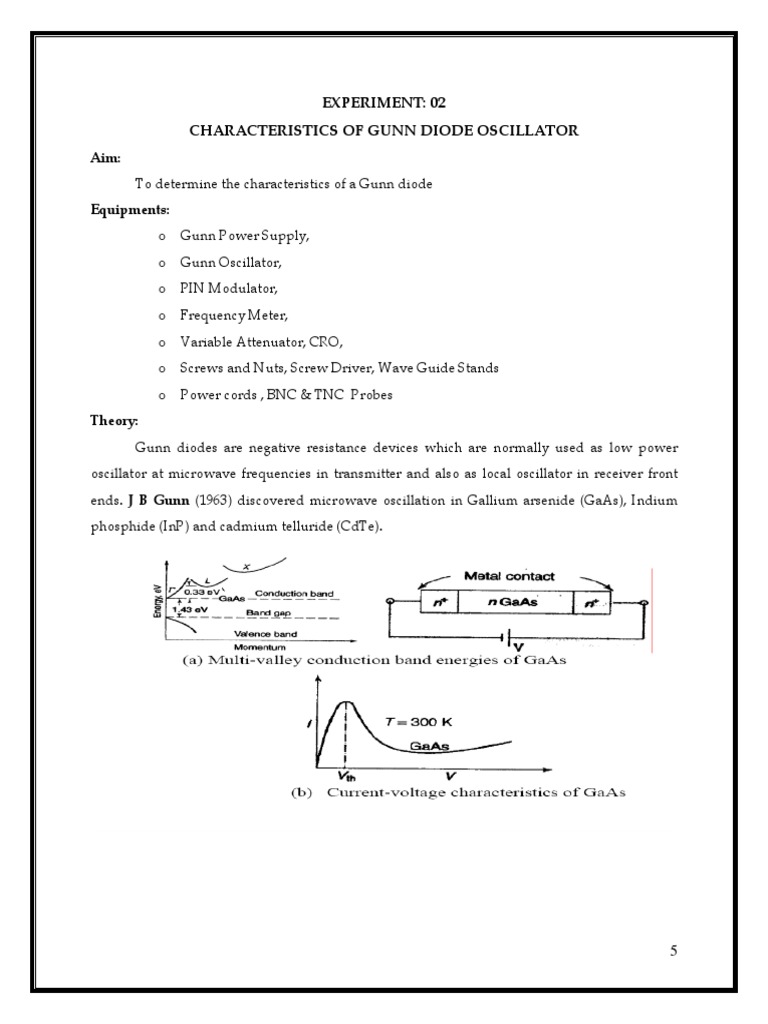 Gunn Diode Oscillator Characteristics | PDF | Diode | Electronic Oscillator