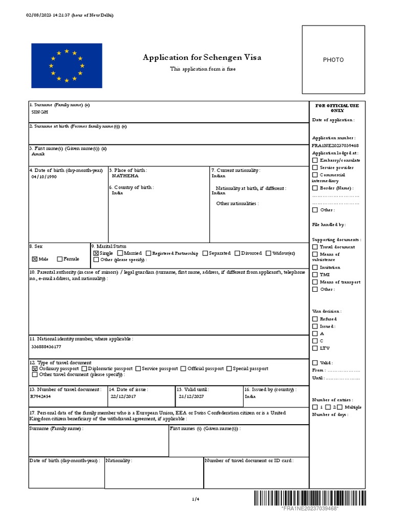 Application Form Print Front Back On Page | PDF