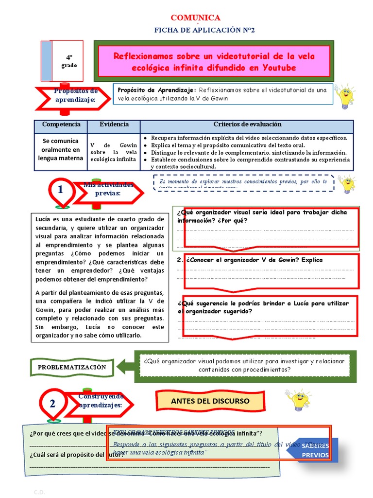 4° Ficha de Aplicación-Sesión2-Sem.1-Exp.5-Comunicación | PDF