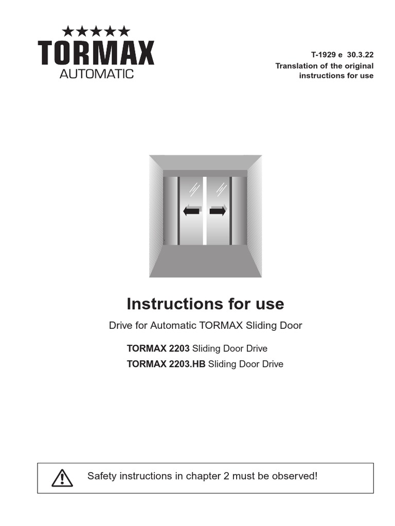 t1929 e Instructions For Use Tormax 2203 | PDF