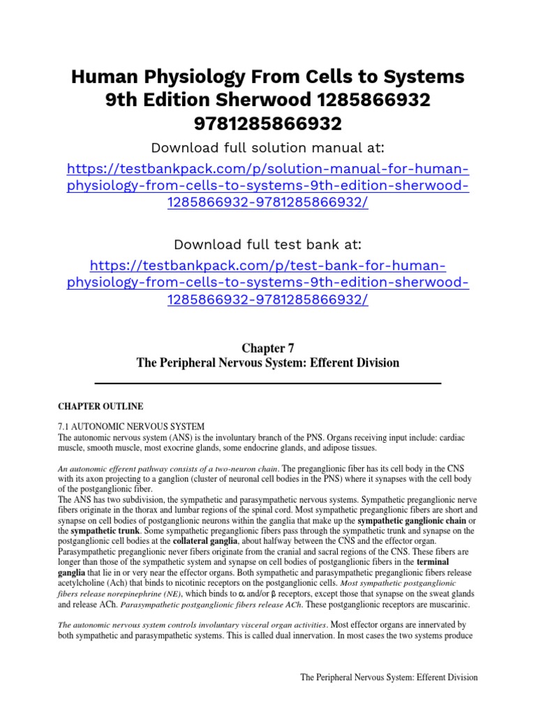 Human Physiology From Cells To Systems 9th Edition Sherwood Solutions ...