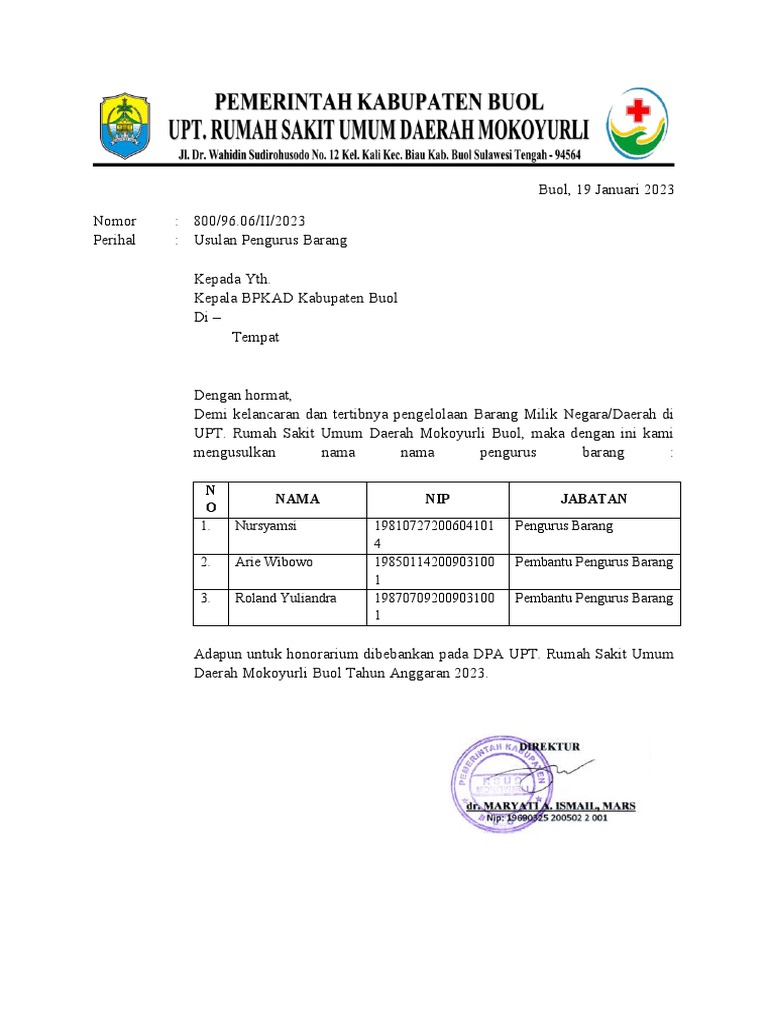 Usulan Pengurus Barang | PDF
