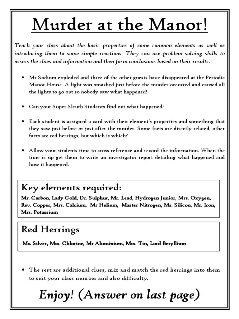 Madgrove Manor Murder Mystery | PDF | Home & Garden | Religion ...